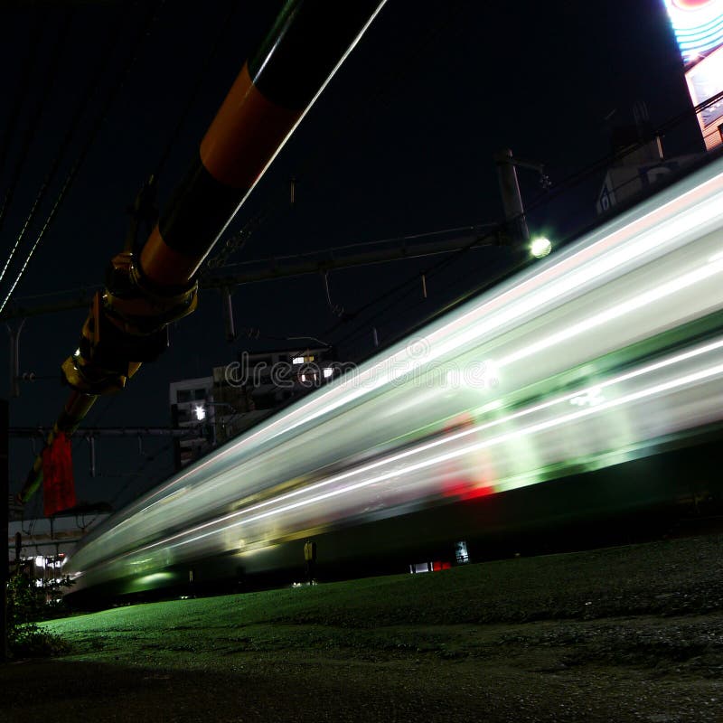 Running Train at Night, Tokyo Stock Image - Image of fast, dark: 14902023
