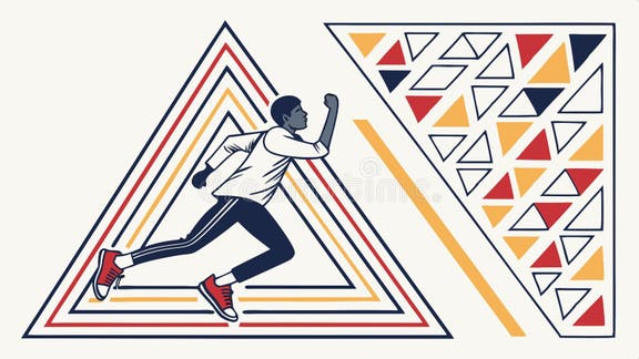 Running in Triangles, Symbolizing Speed and Dynamic Shapes. Vector ...