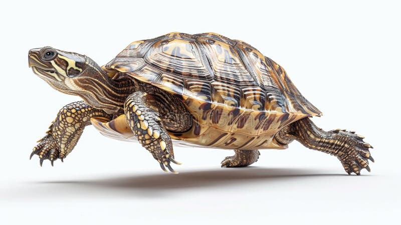 A Running Turtle Highlighted on a White Background Stock Photo - Image ...