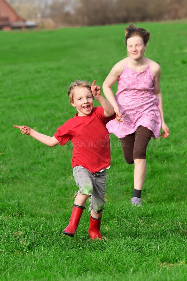 Running stock photo. Image of child, field, friends, childhood - 30632862