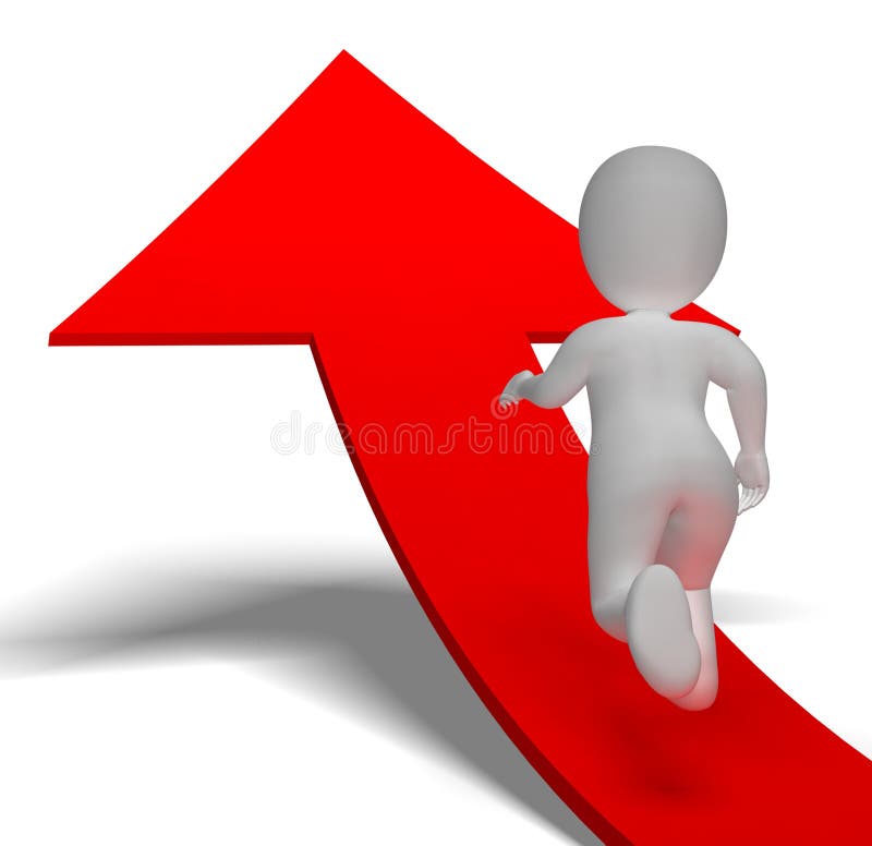 Running Up Arrow Man Shows Determination Stock Illustration ...