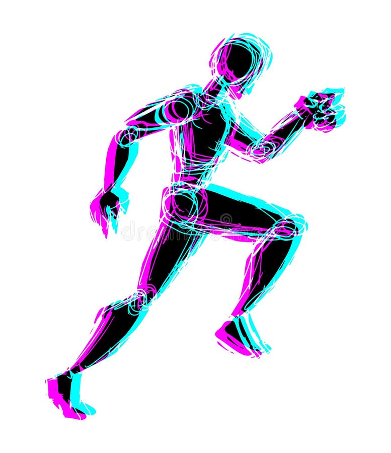 Running visual effect body stock vector. Illustration of silhouette ...