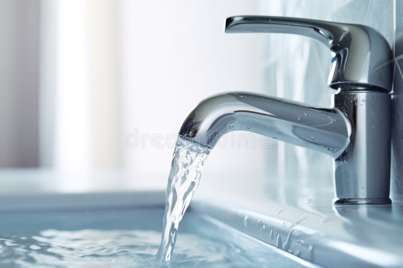 Running Water Faucet In Sink Stock Image Image Of Drop Hygiene