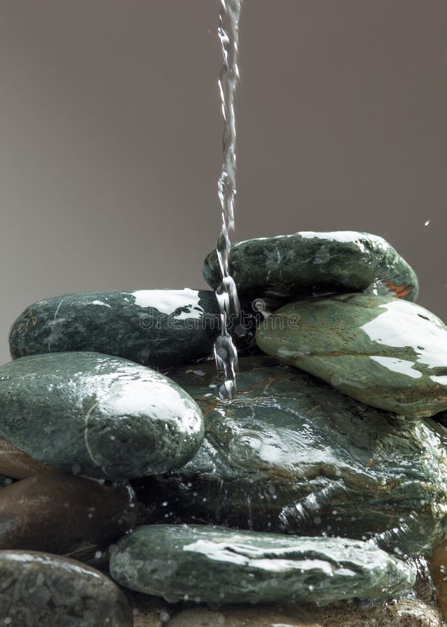 Running Water on Green Stones Stock Image - Image of quietness, peace ...