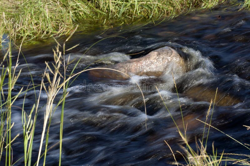 Running Water with Rocks and Grass Stock Image - Image of cumulus ...