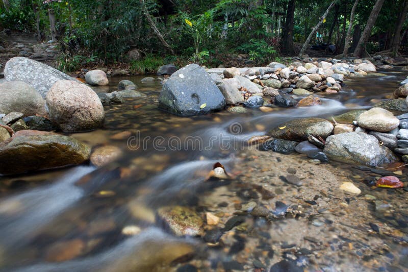 Running of Water Stream from Waterfall Stock Image - Image of ...