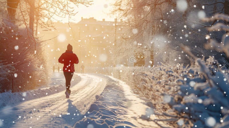 Running in Winter. Sports Activities in Winter Stock Illustration ...