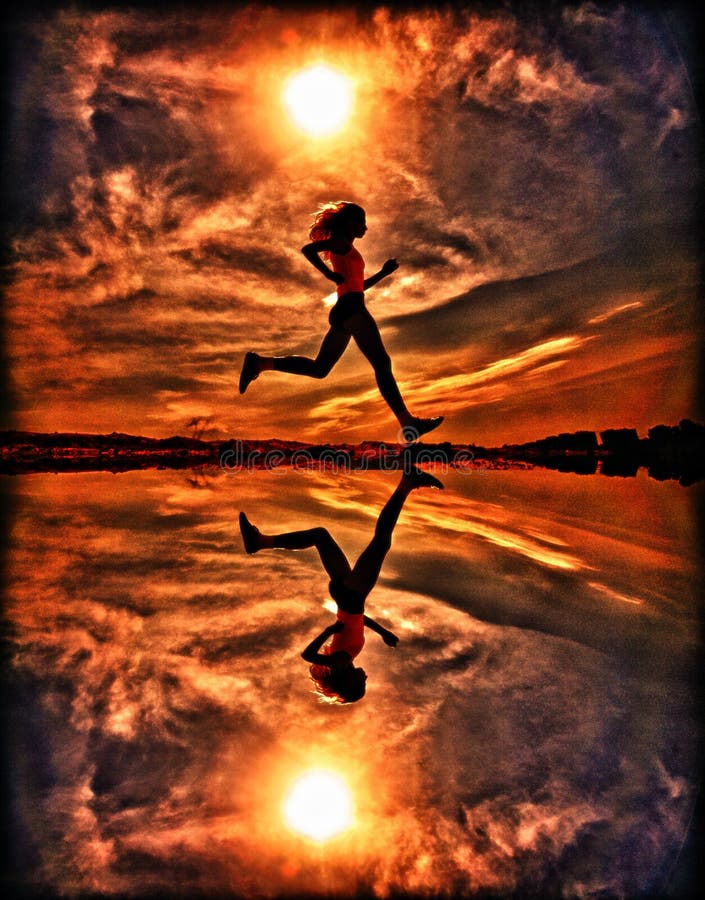 Running woman with sky stock photo. Image of active, physical - 3123568