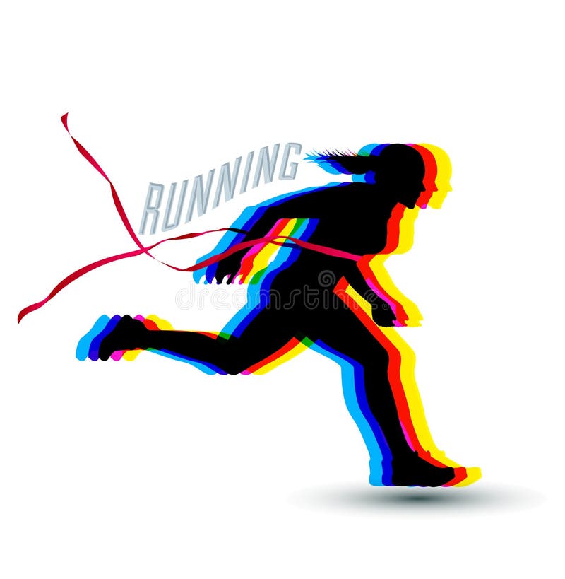 Running woman - 3D effect stock vector. Illustration of champion - 37862026