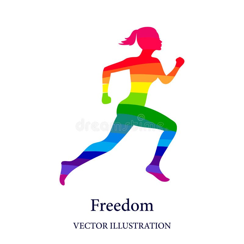 Running Woman Consisted of Rainbow Ribbons Stock Vector - Illustration ...