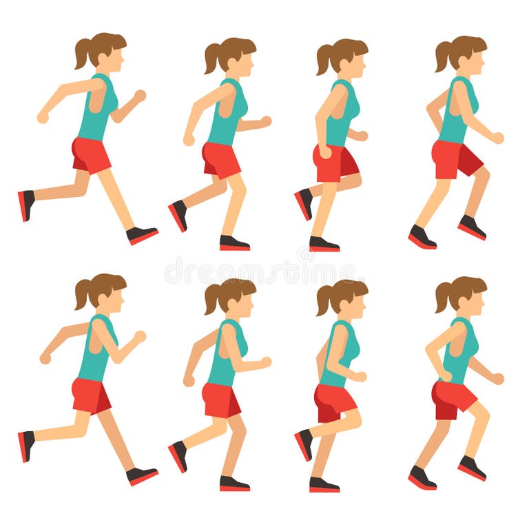 Running Woman, Female Runner Animation Frame Loop Sequence Stock Vector ...