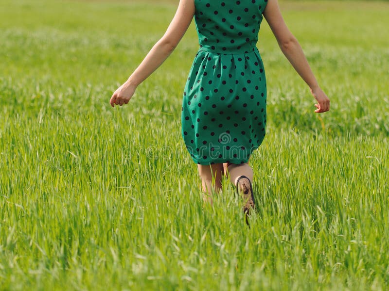 Running Woman in Grass stock photo. Image of woman, beauty - 51527796