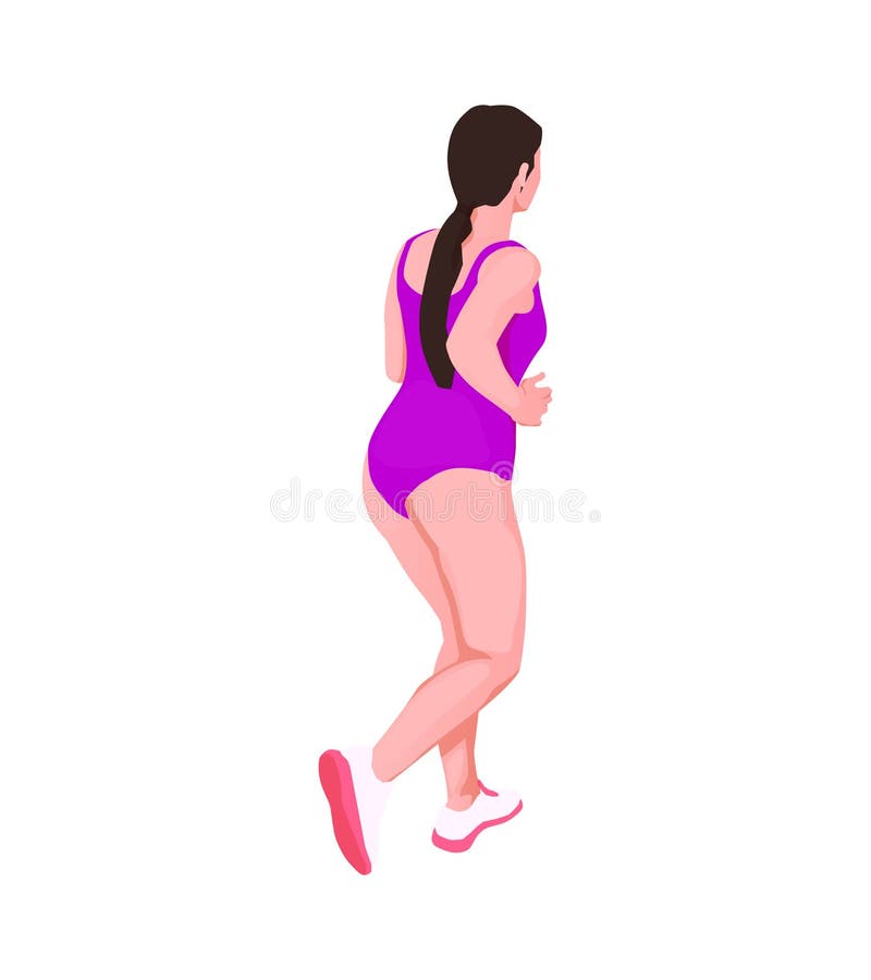Running Woman Weight Loss Progress Stock Vector Illustration Of