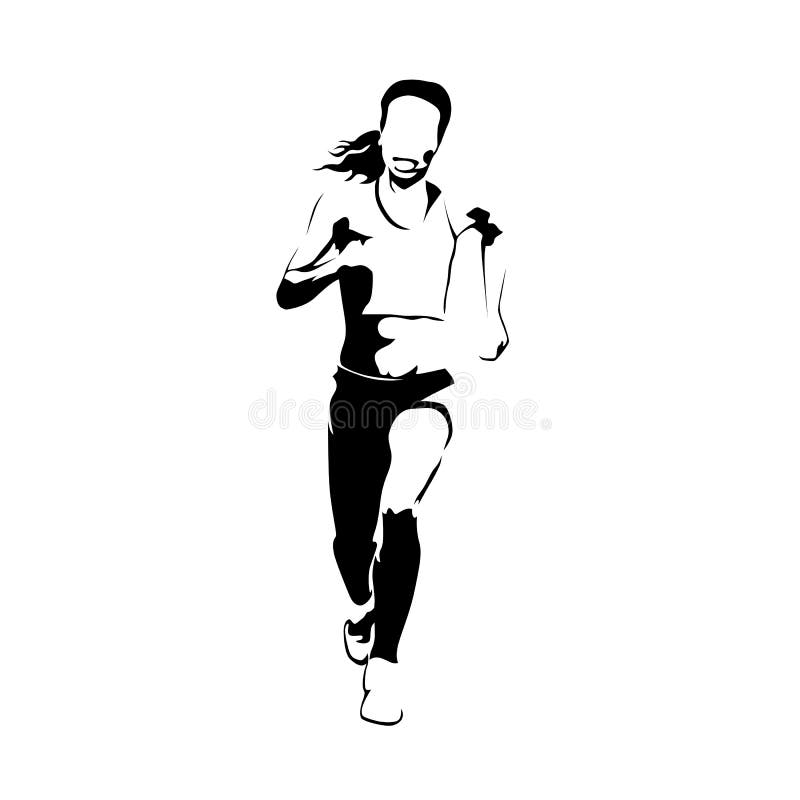 Runner Vector Silhouette, Front View Stock Vector - Illustration of ...