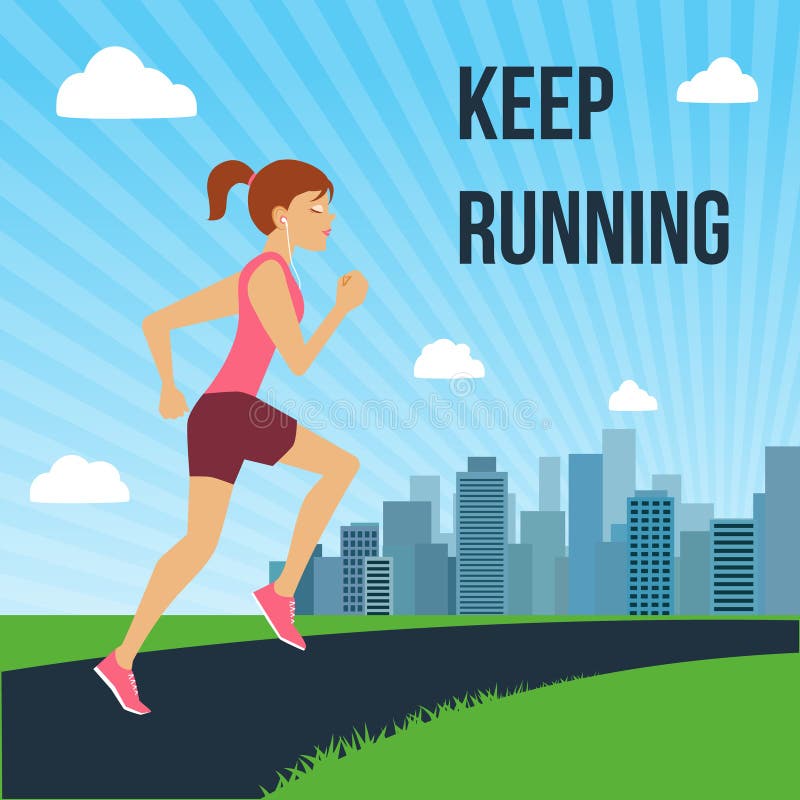 Running Woman Weight Loss Progress Stock Vector Illustration Of