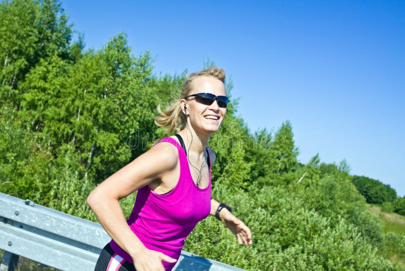 Running Woman in Summer Nature Stock Image - Image of beauty, sport ...