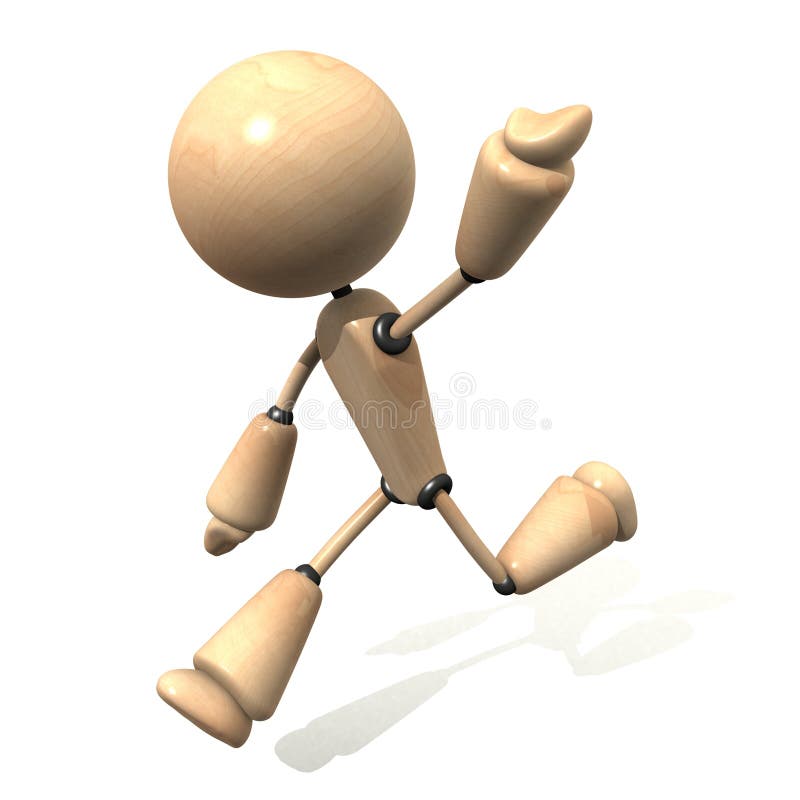 Running Wooden Figure Waving Stock Illustration - Illustration of ...