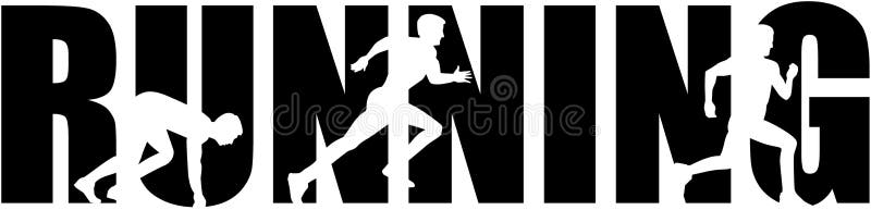 Running Word with Sprinting Silhouette Stock Vector - Illustration of ...