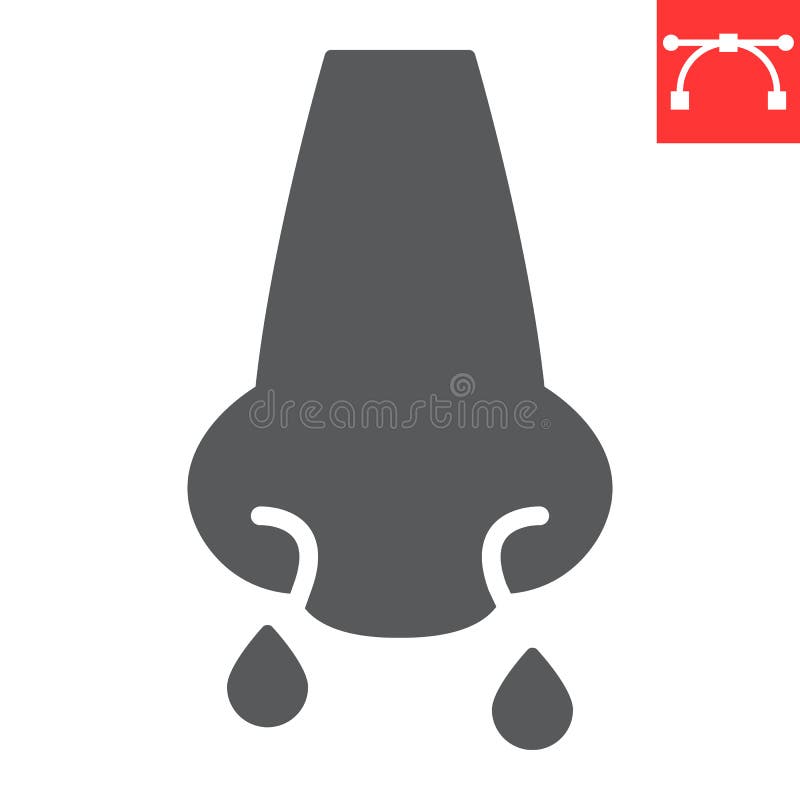Runny Nose Glyph Icon, Coronavirus and Allergy, Flu Sign Vector ...
