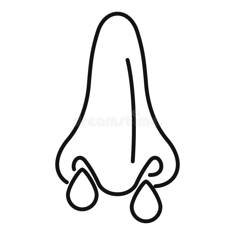 Simple Black Line Vector Icon Representing a Runny Nose Stock Vector - Illustration of sign ...