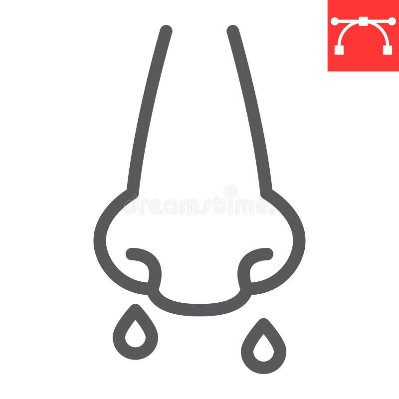 Runny Nose Line Icon, Coronavirus and Allergy, Flu Sign Vector Graphics ...