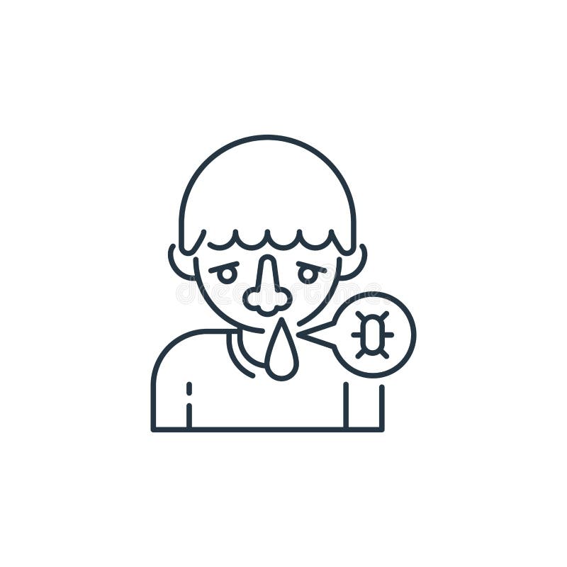 Runny Nose Vector Icon Isolated On White Background Outline Thin Line Runny Nose Icon For