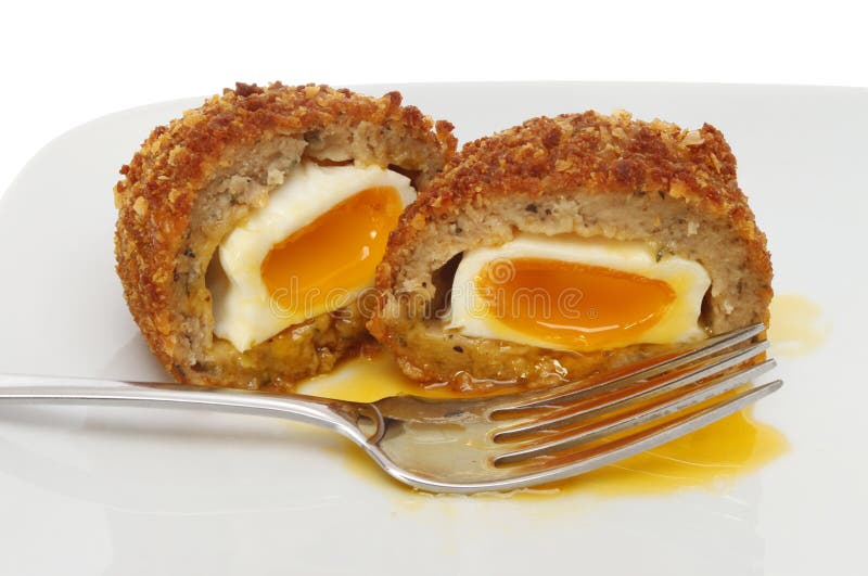 Runny scotch egg and chips stock photo. Image of sausage - 28048604