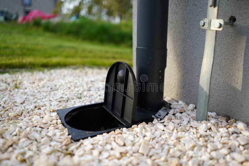 Runoff of a Gutter. Roof Gutter Instalation Stock Photo - Image of ...