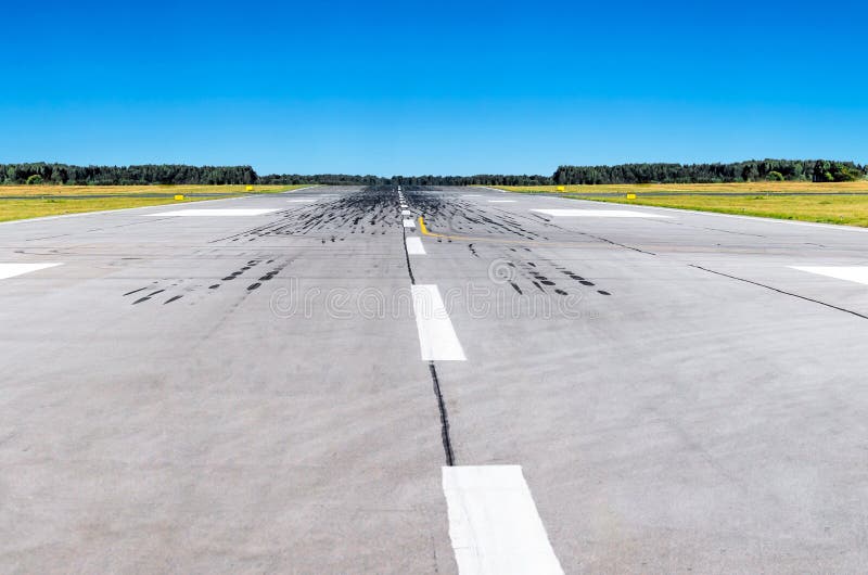 Runway at the Airport and the Blue Sky Conceptual Aviation Stock Image ...
