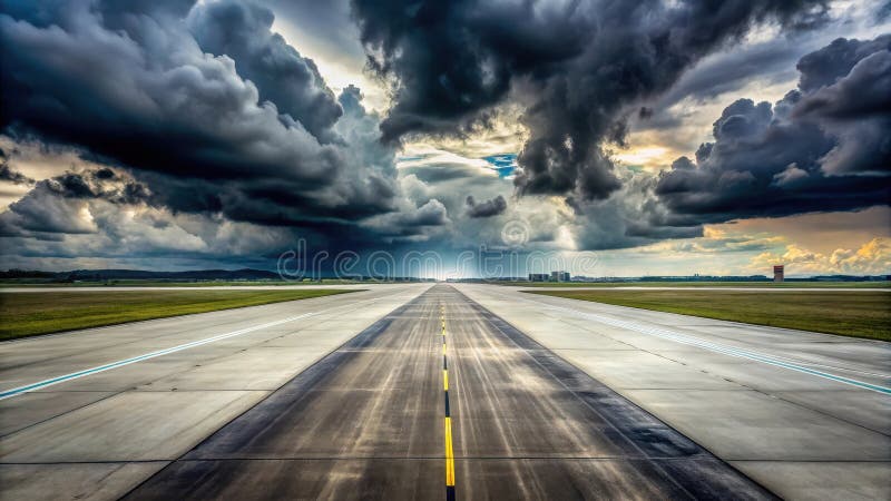 A Runway Extends Towards a Dramatic, Imposing Sky Filled with Ominous ...