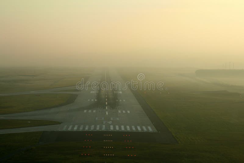 Runway in the fog stock photo. Image of runway, rise, landing - 1578868
