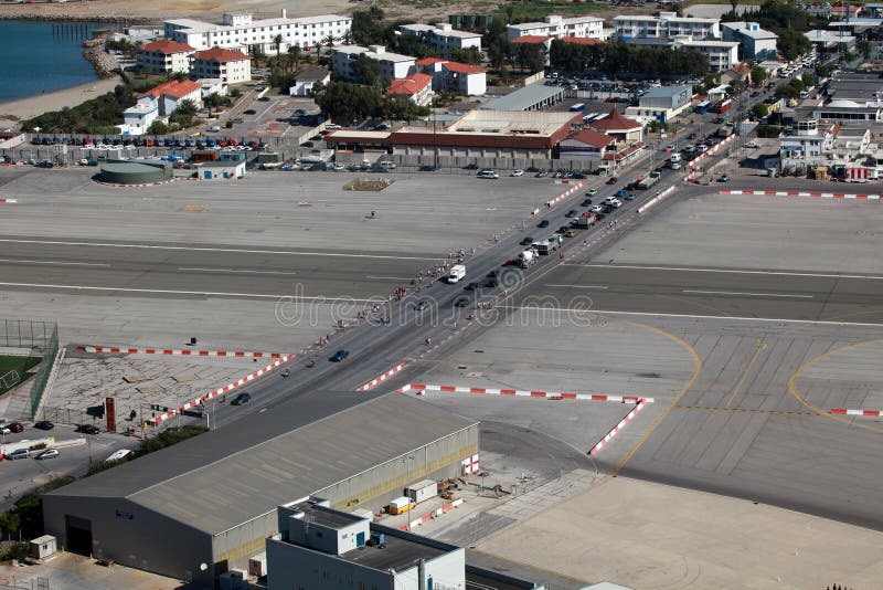 Runway of Gibraltar Airport Stock Image - Image of iberian, airplane ...