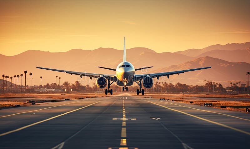 The Runway Lights Illuminated the Path for the Plane, Ensuring a Safe ...