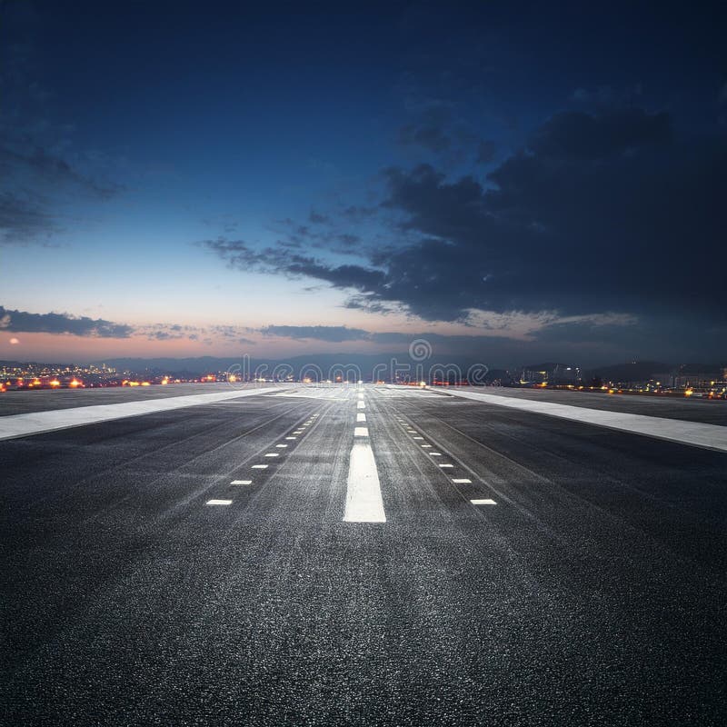 Runway by Night, AI Generated Stock Illustration - Illustration of ...