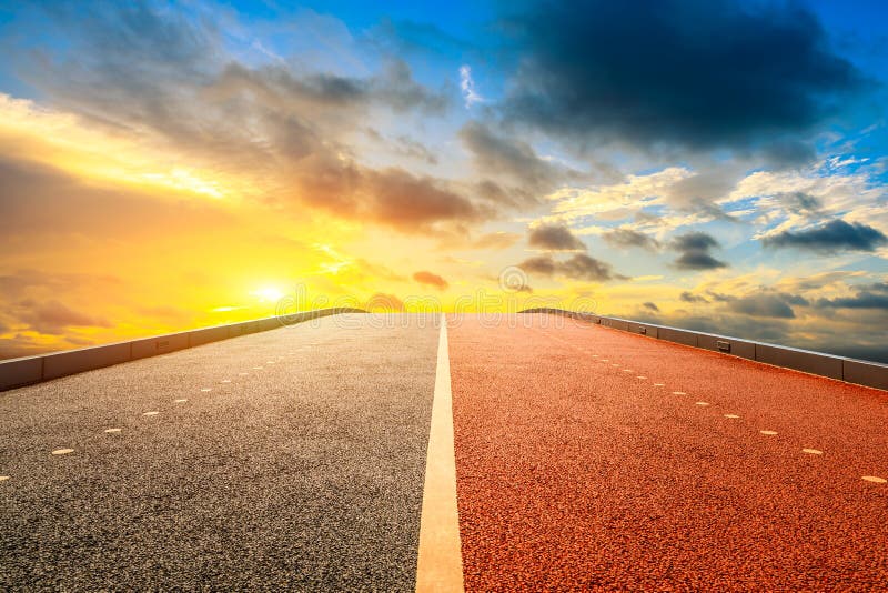 Runway Road and Sky Landscape in Summer Stock Image - Image of black ...