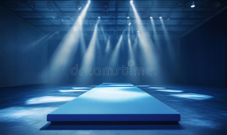 Runway Stage Illuminated by Dramatic Lighting in a Modern Exhibition ...