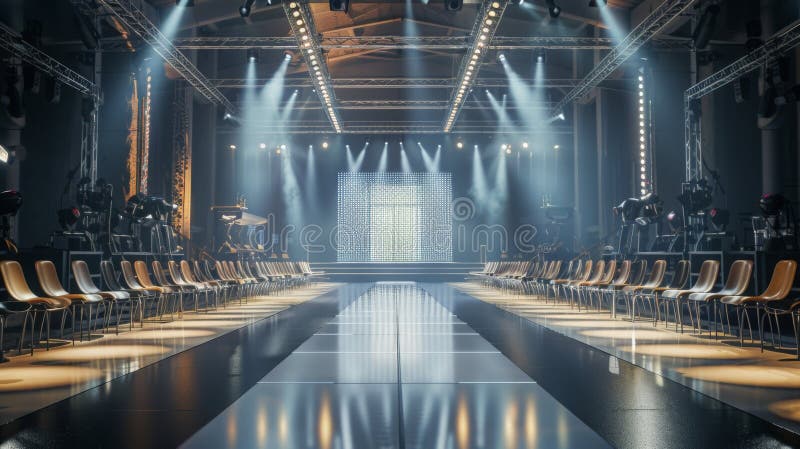 Runway Stage Setup with Lights Stock Image - Image of light, design ...