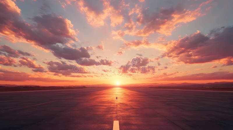 Runway Sunset - a Realistic Image of a Runway at Sunset Stock ...