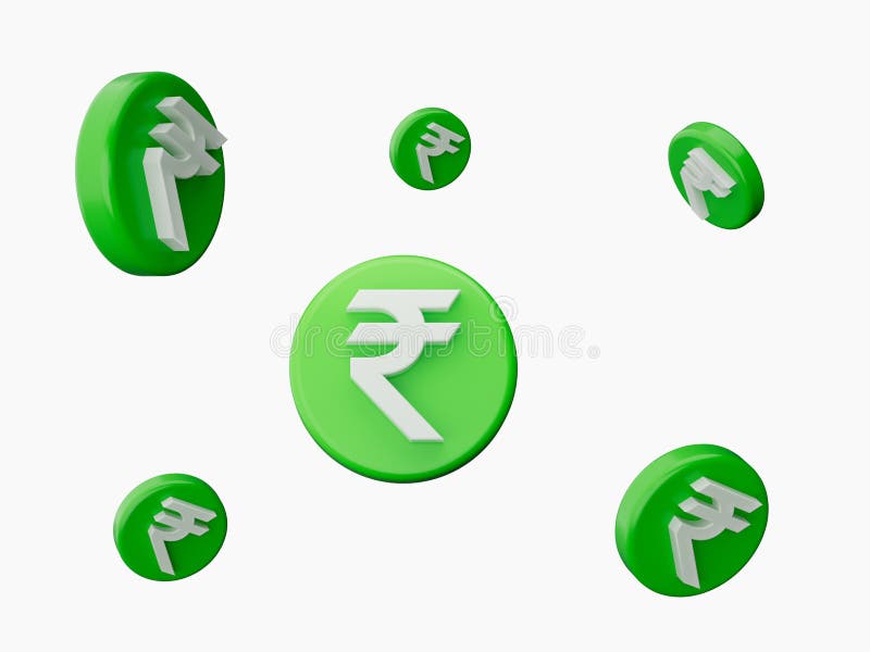 Rupee Currency 3D Green and White Coins Falling 3d Illustration Stock ...