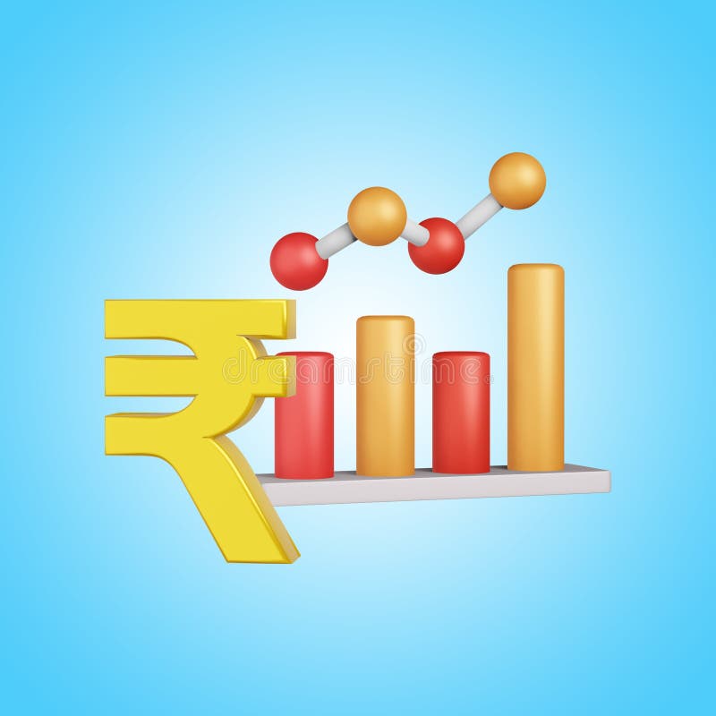 Rupee Currency Chart Arrow Up 3d Render Icon Illustration Stock ...