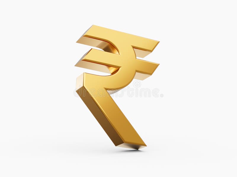 Rupee Currency Golden Icon, Indian Rupee 3D Illustration Stock ...