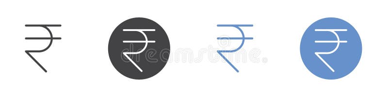 Rupee Icon Flat Set in Black and White Color Stock Vector ...