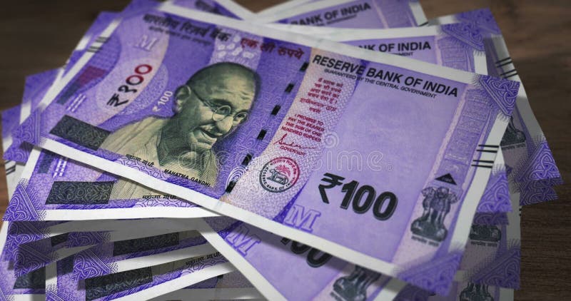 India Rupee 100 INR Money Banknotes Paper House on the Table Stock ...