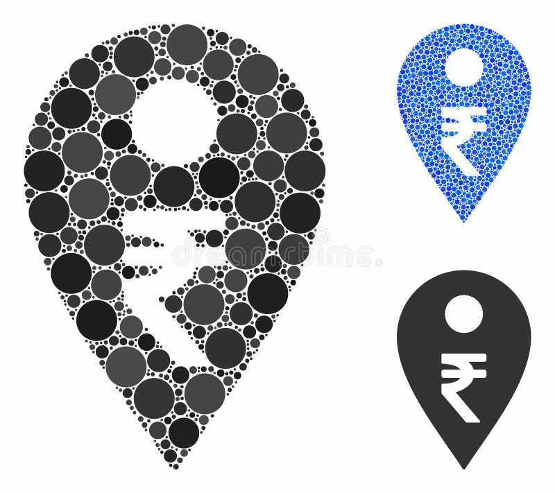 Rupee Map Marker Mosaic Icon of Circles Stock Illustration ...