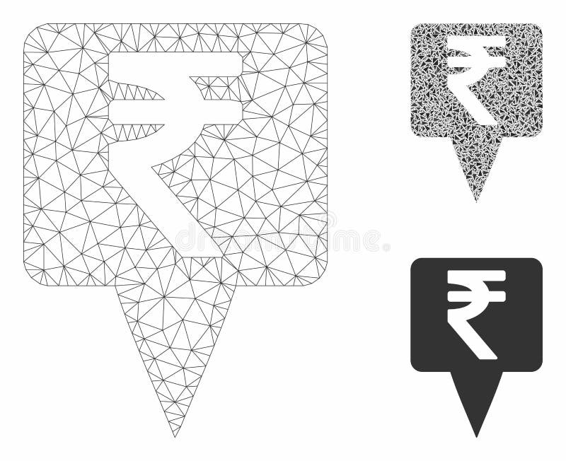 Rupee Map Pointer Vector Mesh 2d Model And Triangle Mosaic Icon Stock Vector Illustration Of