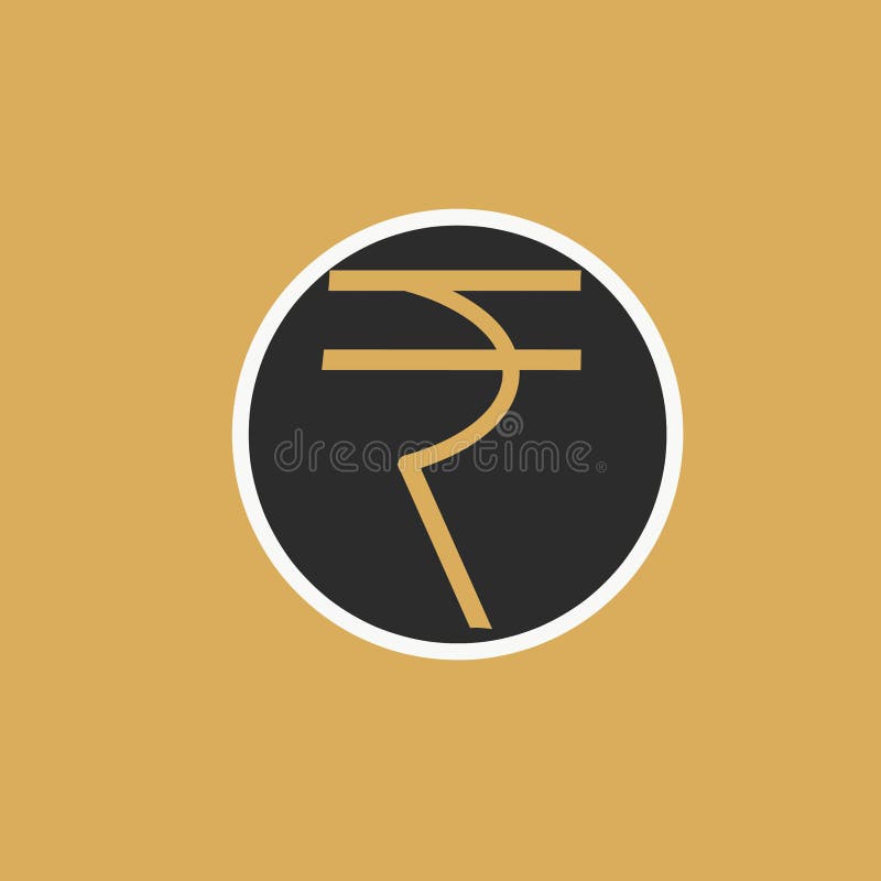 Rupee Sign in Golden Color and Golden Background Stock Illustration ...