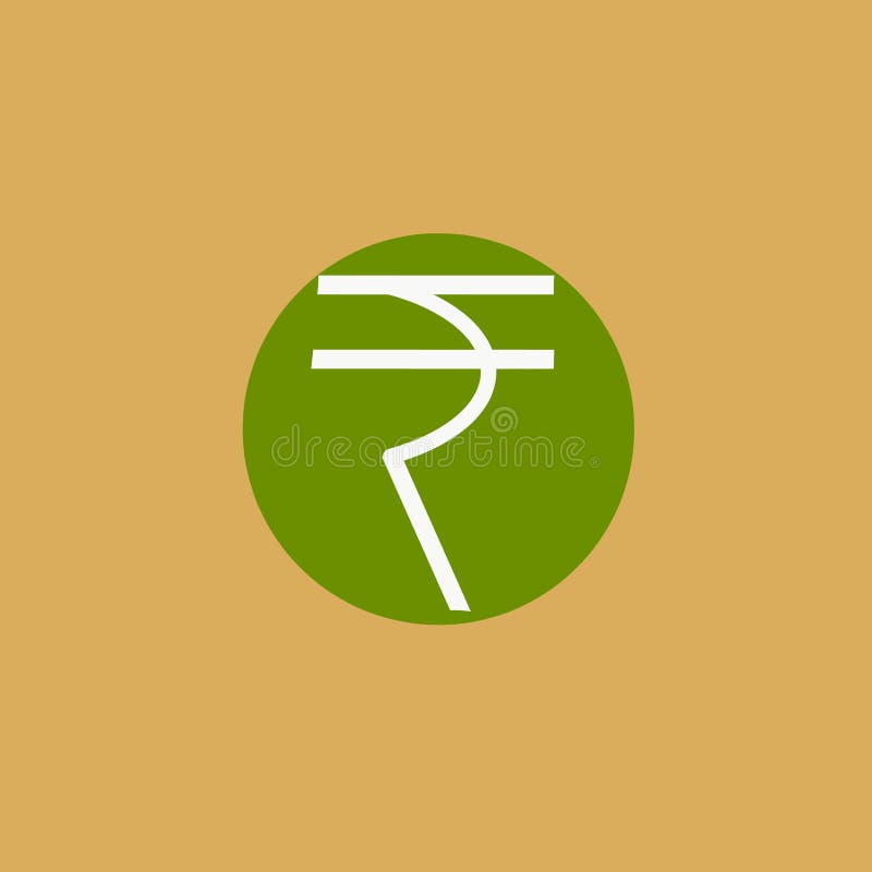 Rupee Sign in White Color and Green Circle Stock Illustration ...