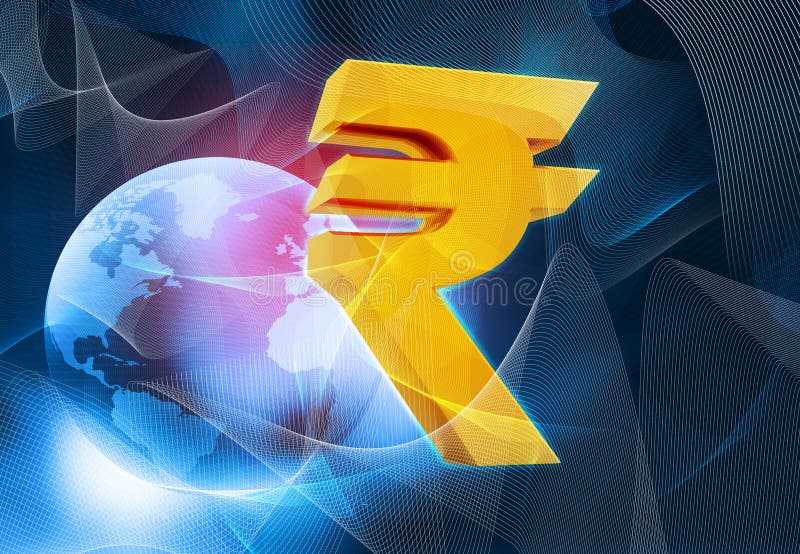 Rupee sign with world stock image. Image of backdrop - 107731375