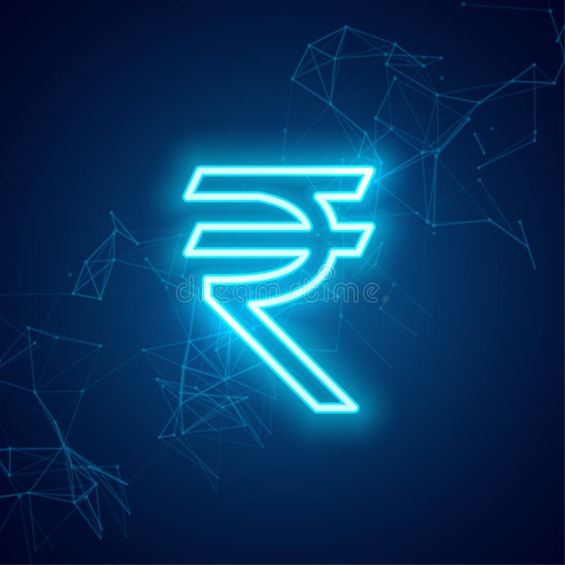 Rupee Symbol in Blue Neon Glowing Light Effect Stock Vector ...