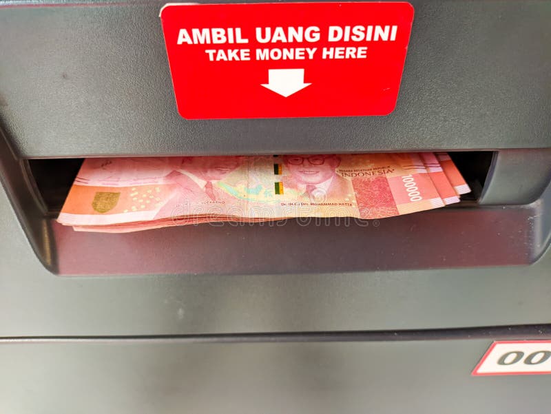 Rupiah Money Comes Out of the ATM Machine Stock Image - Image of ...